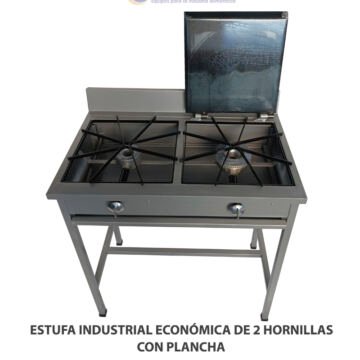 ESTUFA INDUSTRIAL ECONÓMICA DE 2 HORNILLAS CON PLANCHA – Corproinsa